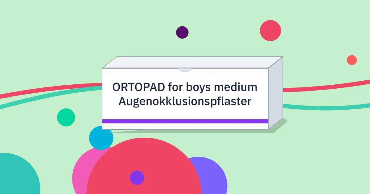 Symbolbild: Packung mit der Aufschrift ORTOPAD for boys medium Augenokklusionspflaster (PZN 06443276) – Verfügbarkeit und Bezug in Apotheken in Frankfurt am Main