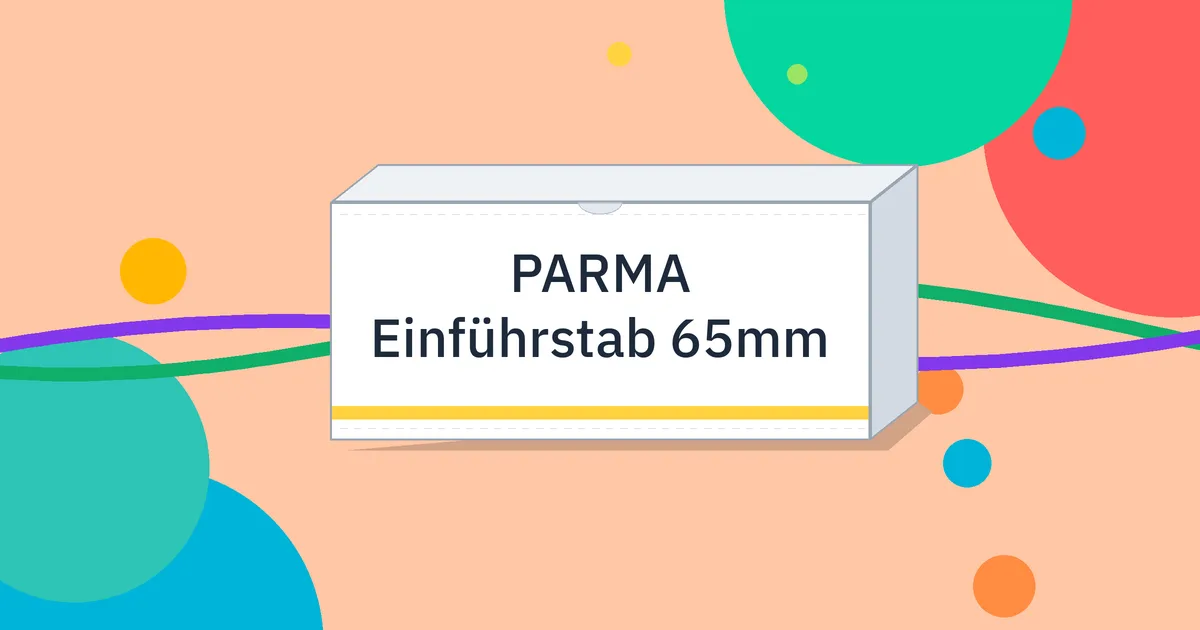 Symbolbild: Packung mit der Aufschrift PARMA Einführstab 65mm (PZN 01734709) – Verfügbarkeit und Bezug in Apotheken in Frankfurt am Main