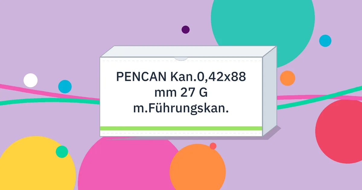 Symbolbild: Packung mit der Aufschrift PENCAN Kan.0,42x88 mm 27 G m.Führungskan. (PZN 00183710) – Verfügbarkeit und Bezug in Apotheken in Frankfurt am Main