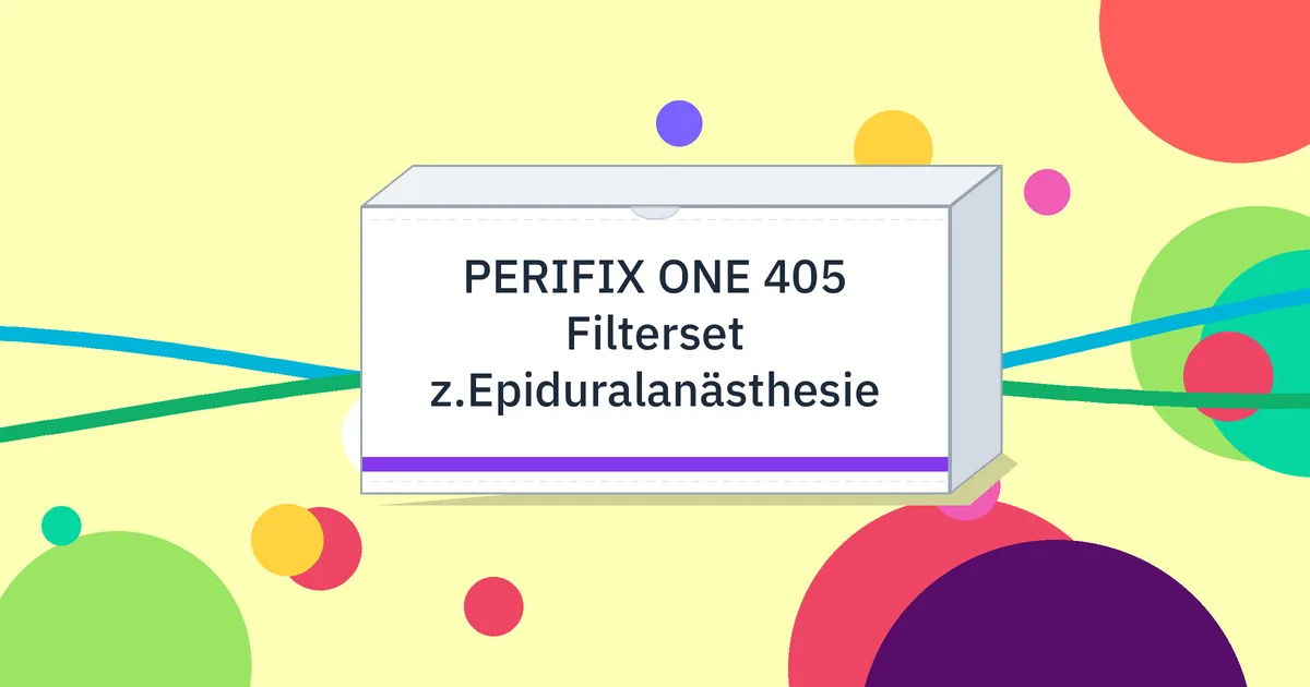 Symbolbild: Packung mit der Aufschrift PERIFIX ONE 405 Filterset z.Epiduralanästhesie (PZN 06862961) – Verfügbarkeit und Bezug in Apotheken in Frankfurt am Main