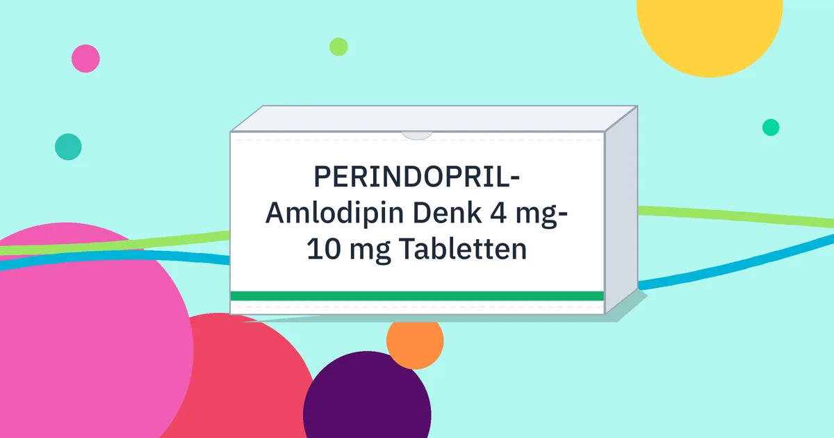 Symbolbild: Packung mit der Aufschrift PERINDOPRIL-Amlodipin Denk 4 mg-10 mg Tabletten (PZN 16020631) – Verfügbarkeit und Bezug in Apotheken in Frankfurt am Main
