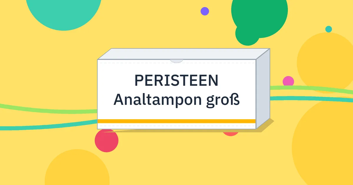 Symbolbild: Packung mit der Aufschrift PERISTEEN Analtampon groß (PZN 20280792) – Verfügbarkeit und Bezug in Apotheken in Frankfurt am Main