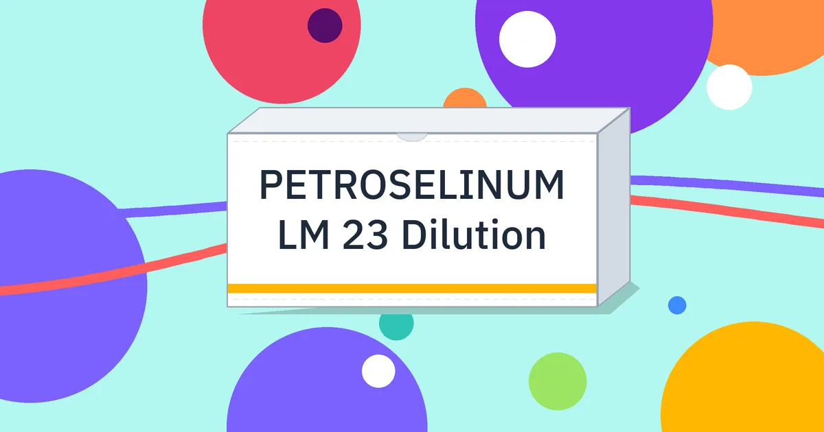 Symbolbild: Packung mit der Aufschrift PETROSELINUM LM 23 Dilution (PZN 13636165) – Verfügbarkeit und Bezug in Apotheken in Frankfurt am Main