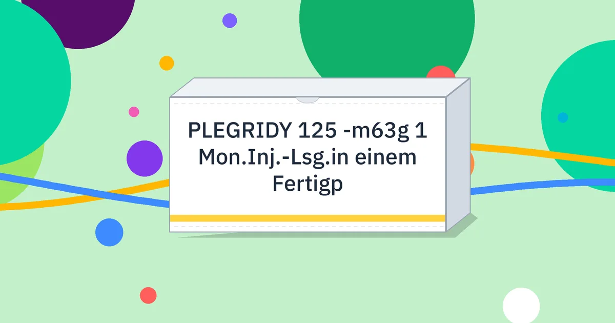 Symbolbild: Packung mit der Aufschrift PLEGRIDY 125 -m63g 1 Mon.Inj.-Lsg.in einem Fertigp (PZN 16529547) – Verfügbarkeit und Bezug in Apotheken in Frankfurt am Main