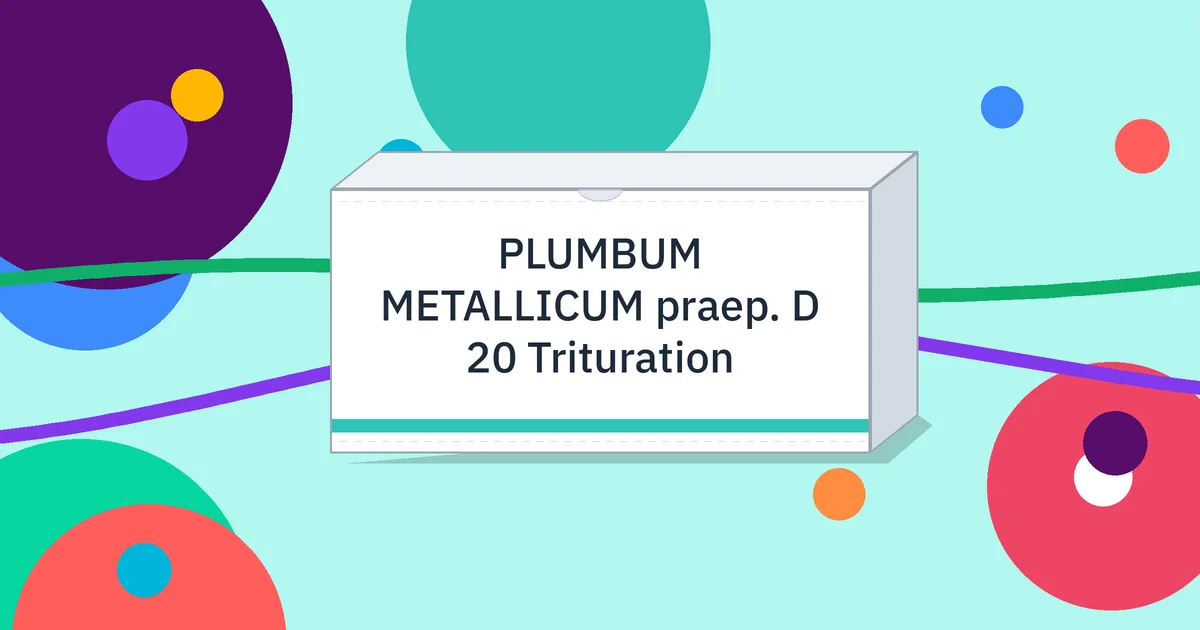 Symbolbild: Packung mit der Aufschrift PLUMBUM METALLICUM praep. D 20 Trituration (PZN 04757007) – Verfügbarkeit und Bezug in Apotheken in Frankfurt am Main