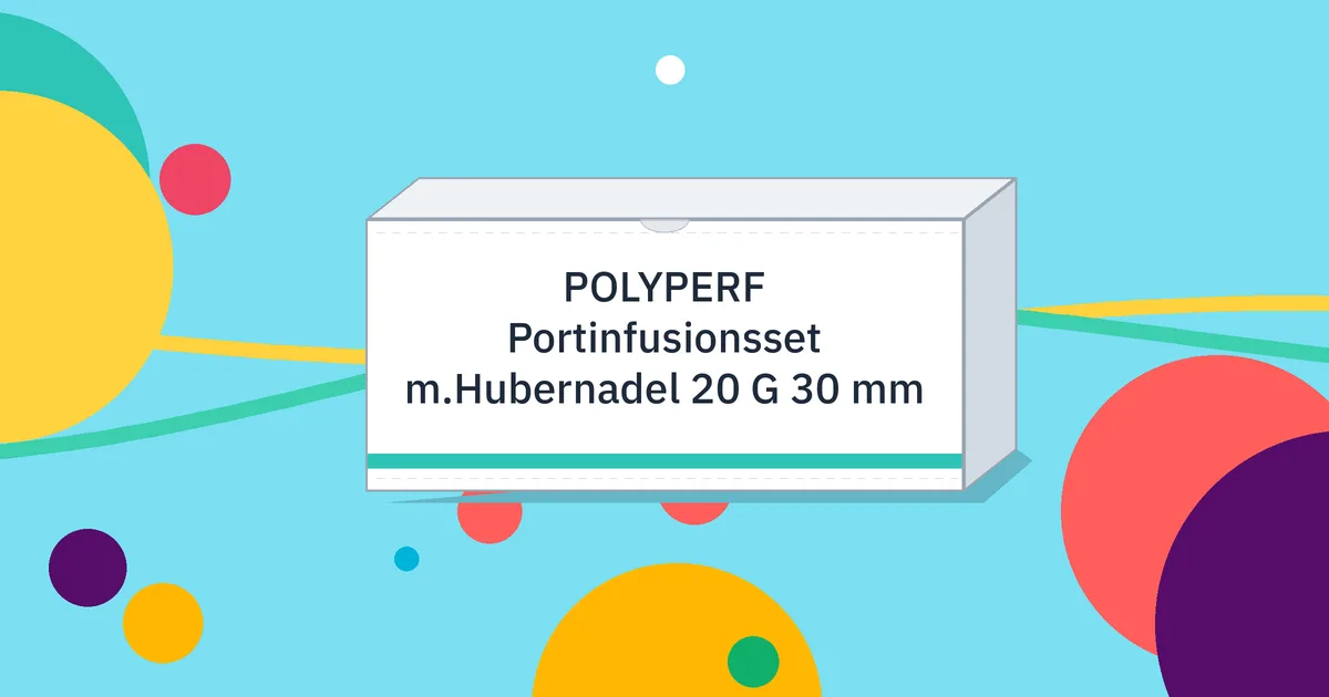 Symbolbild: Packung mit der Aufschrift POLYPERF Portinfusionsset m.Hubernadel 20 G 30 mm (PZN 17527929) – Verfügbarkeit und Bezug in Apotheken in Frankfurt am Main