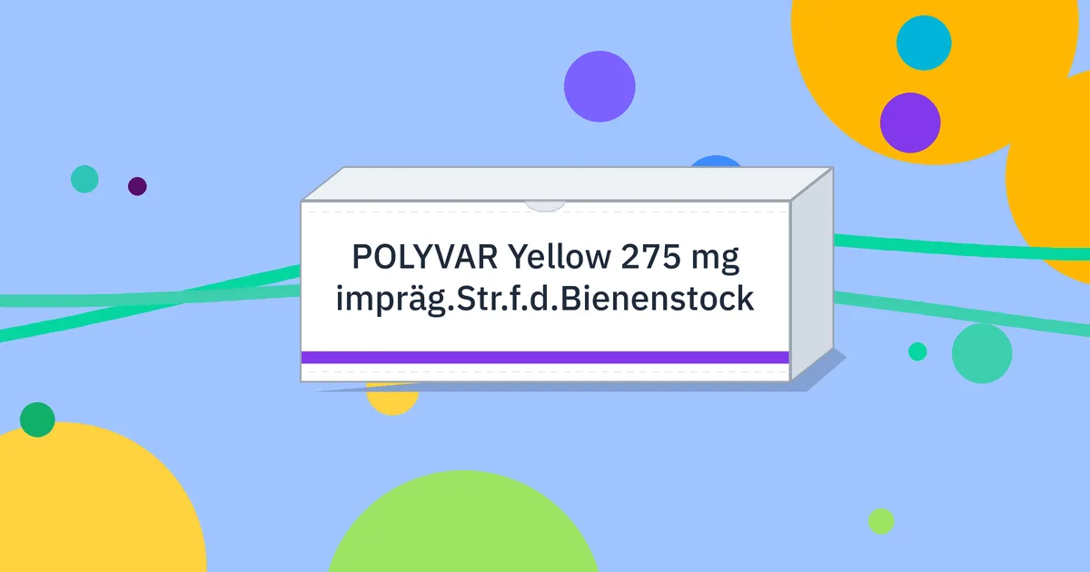 Symbolbild: Packung mit der Aufschrift POLYVAR Yellow 275 mg impräg.Str.f.d.Bienenstock (PZN 13413376) – Verfügbarkeit und Bezug in Apotheken in Frankfurt am Main