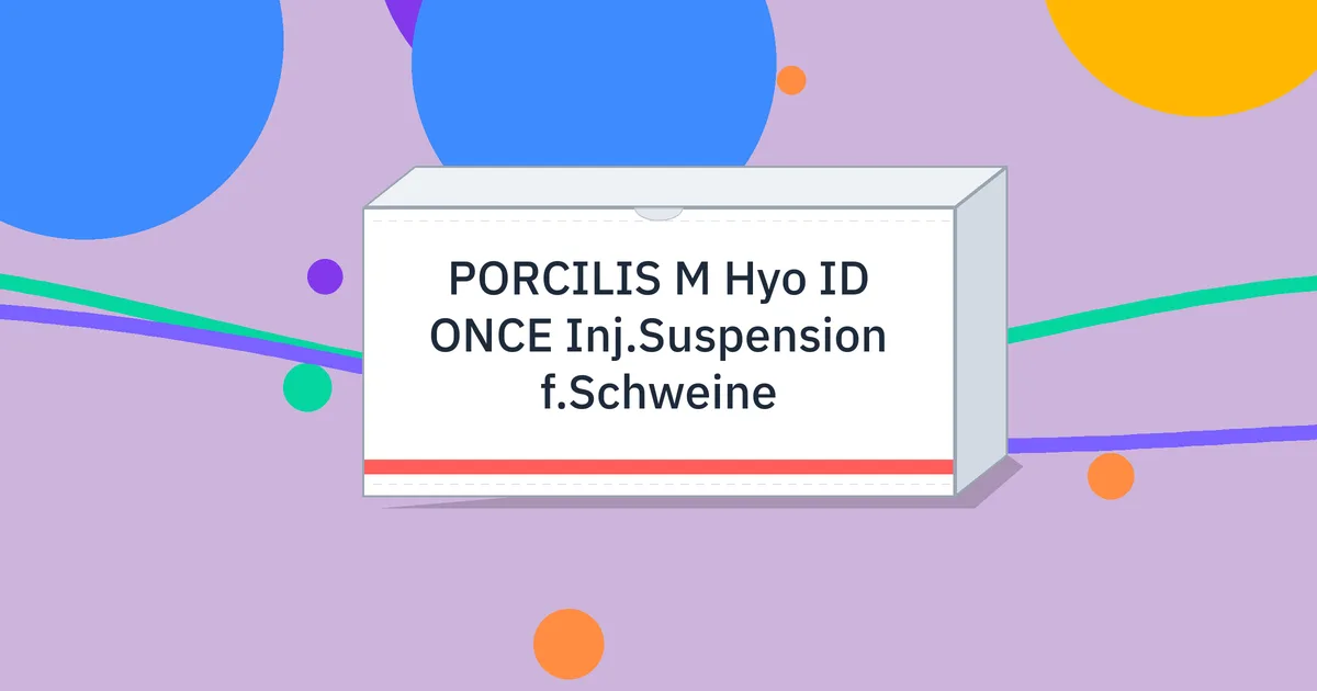 Symbolbild: Packung mit der Aufschrift PORCILIS M Hyo ID ONCE Inj.Suspension f.Schweine (PZN 03721378) – Verfügbarkeit und Bezug in Apotheken in Frankfurt am Main