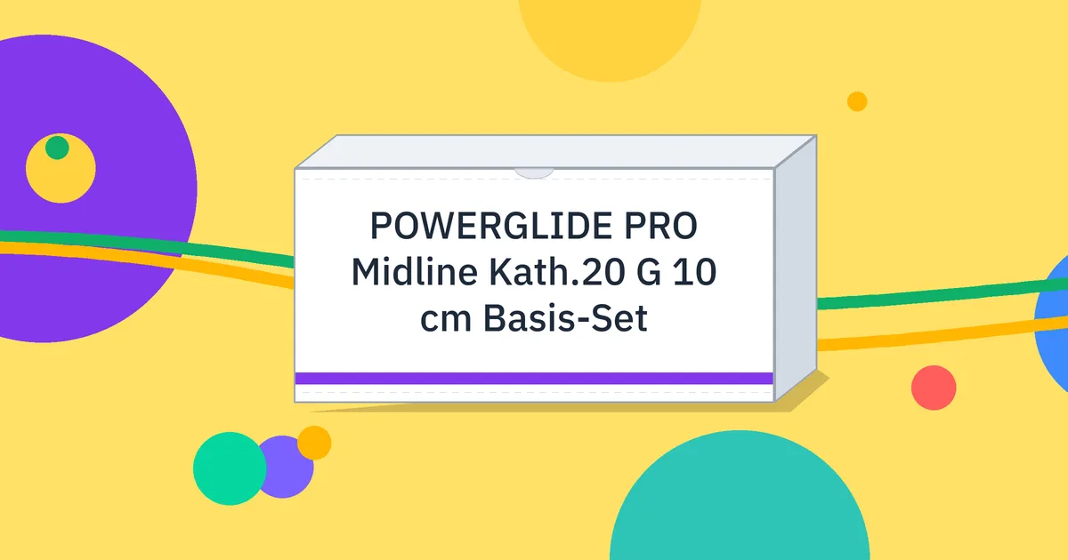 Symbolbild: Packung mit der Aufschrift POWERGLIDE PRO Midline Kath.20 G 10 cm Basis-Set (PZN 17151134) – Verfügbarkeit und Bezug in Apotheken in Frankfurt am Main