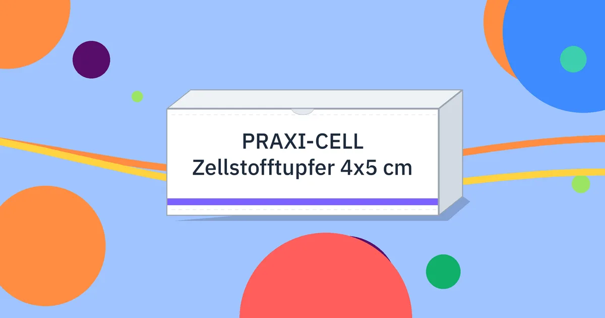 Symbolbild: Packung mit der Aufschrift PRAXI-CELL Zellstofftupfer 4x5 cm (PZN 12825473) – Verfügbarkeit und Bezug in Apotheken in Frankfurt am Main