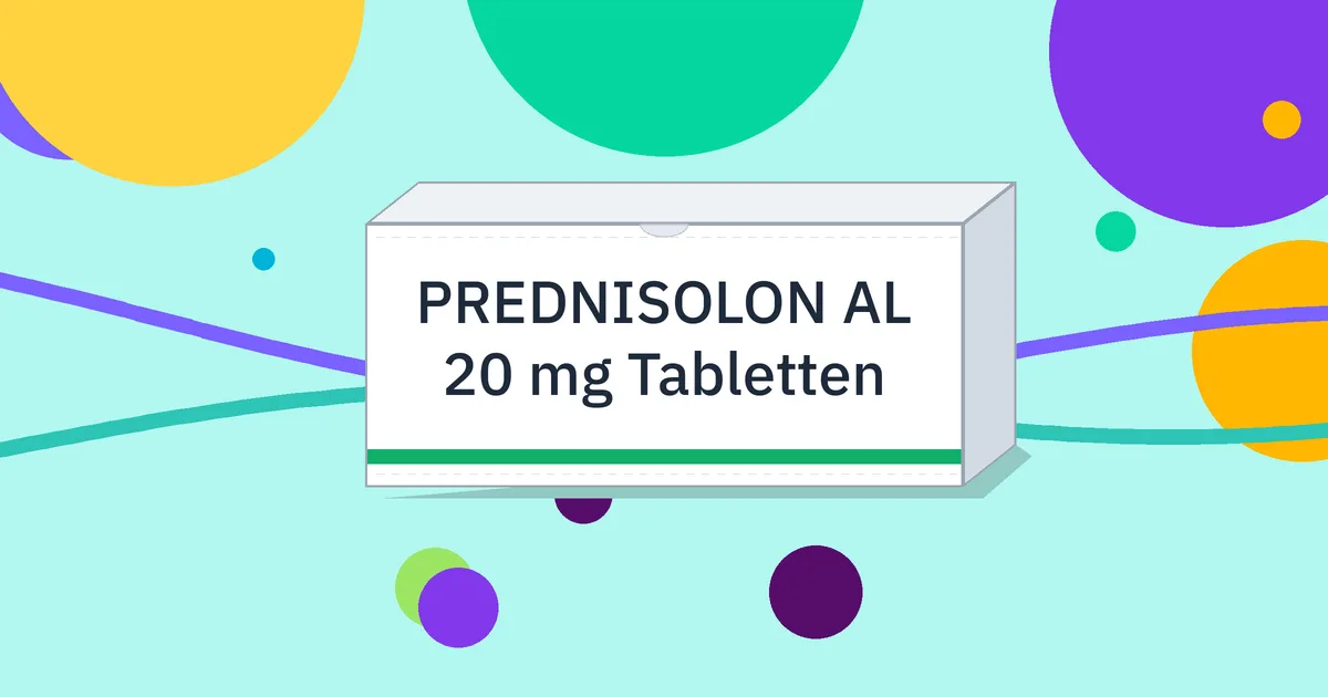 Symbolbild: Packung mit der Aufschrift PREDNISOLON AL 20 mg Tabletten (PZN 04216139) – Verfügbarkeit und Bezug in Apotheken in Frankfurt am Main