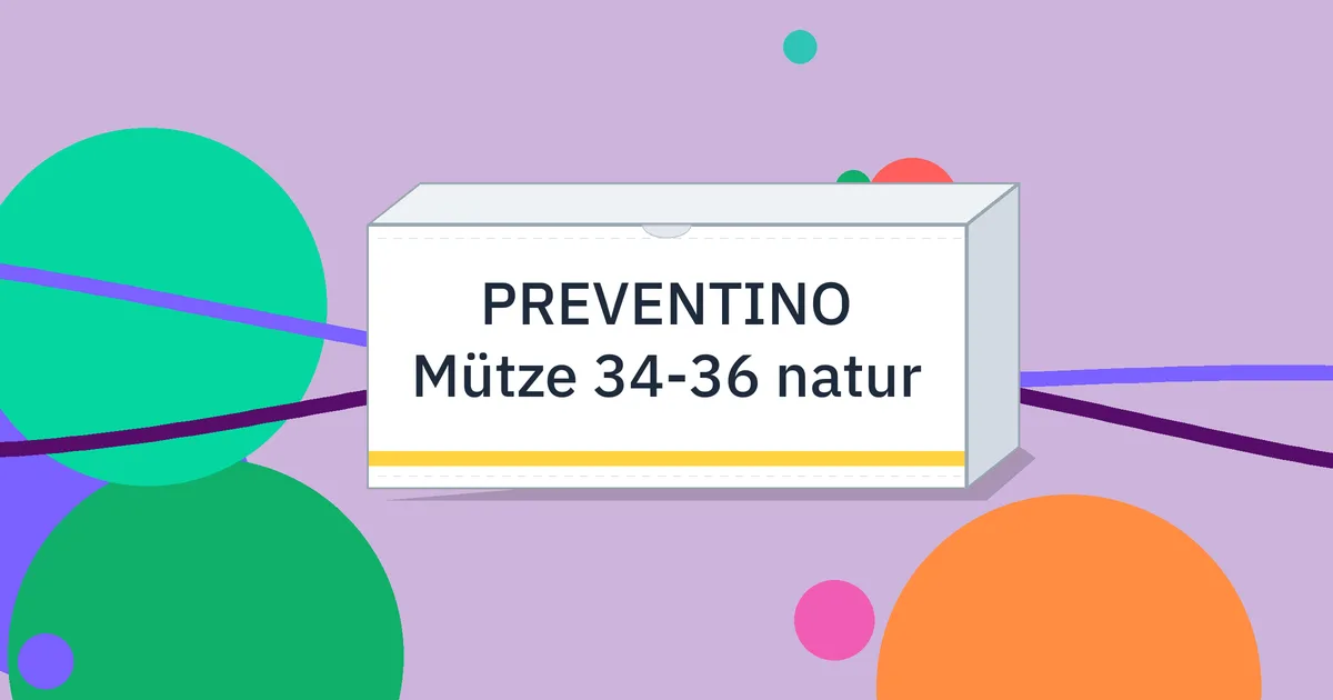 Symbolbild: Packung mit der Aufschrift PREVENTINO Mütze 34-36 natur (PZN 12447232) – Verfügbarkeit und Bezug in Apotheken in Frankfurt am Main