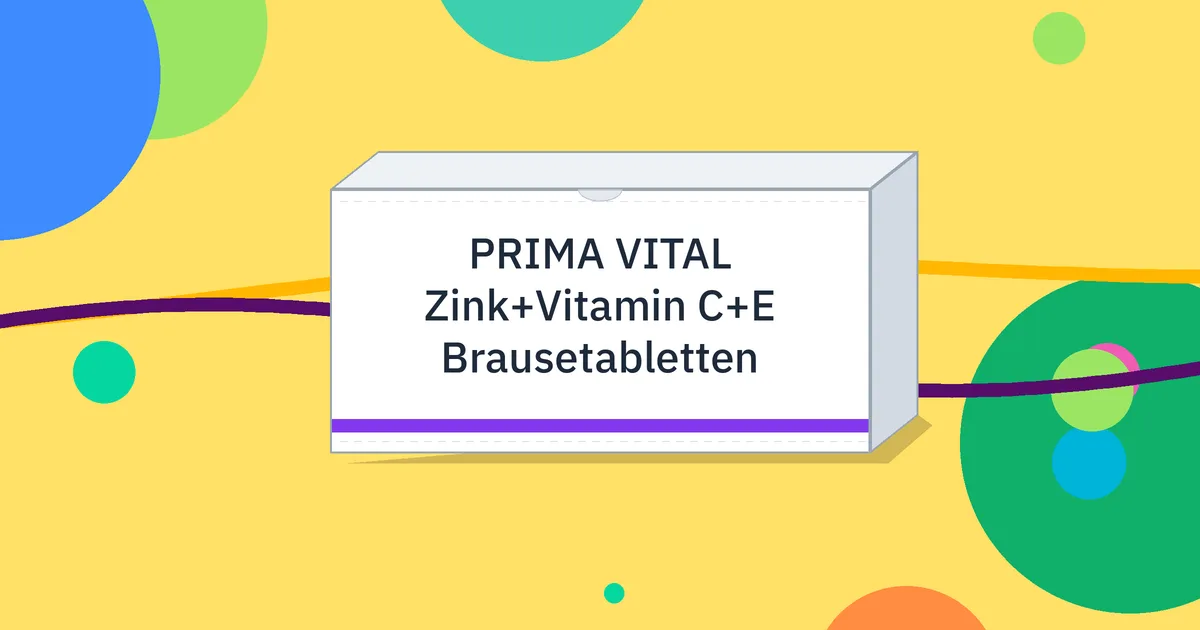 Symbolbild: Packung mit der Aufschrift PRIMA VITAL Zink+Vitamin C+E Brausetabletten (PZN 02945259) – Verfügbarkeit und Bezug in Apotheken in Frankfurt am Main