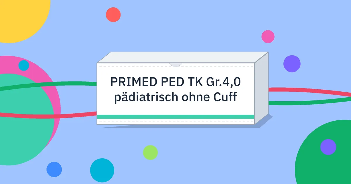Symbolbild: Packung mit der Aufschrift PRIMED PED TK Gr.4,0 pädiatrisch ohne Cuff (PZN 11108775) – Verfügbarkeit und Bezug in Apotheken in Frankfurt am Main
