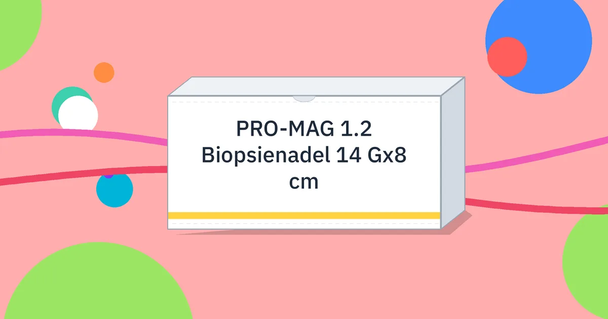Symbolbild: Packung mit der Aufschrift PRO-MAG 1.2 Biopsienadel 14 Gx8 cm (PZN 06768162) – Verfügbarkeit und Bezug in Apotheken in Frankfurt am Main