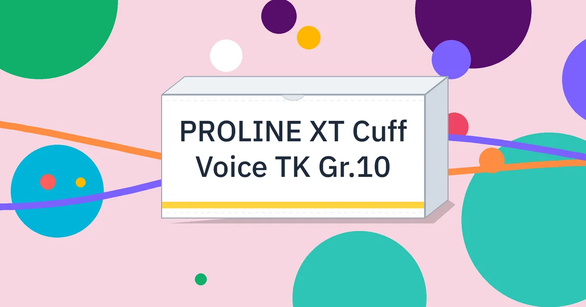 Symbolbild: Packung mit der Aufschrift PROLINE XT Cuff Voice TK Gr.10 (PZN 17600023) – Verfügbarkeit und Bezug in Apotheken in Frankfurt am Main