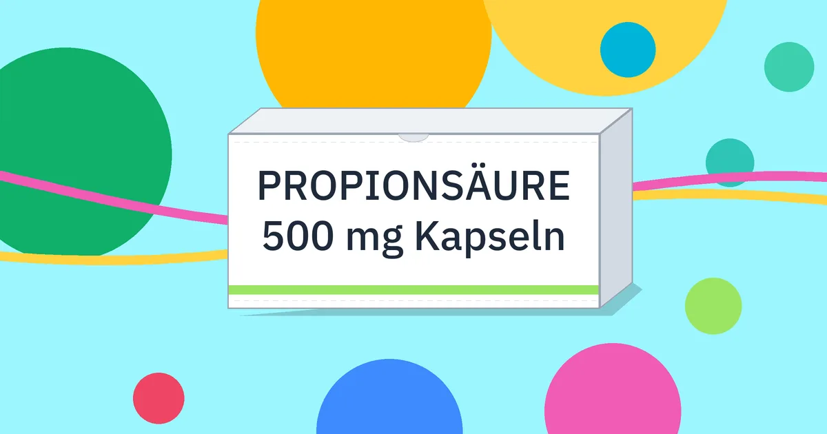 Symbolbild: Packung mit der Aufschrift PROPIONSÄURE 500 mg Kapseln (PZN 18045836) – Verfügbarkeit und Bezug in Apotheken in Frankfurt am Main