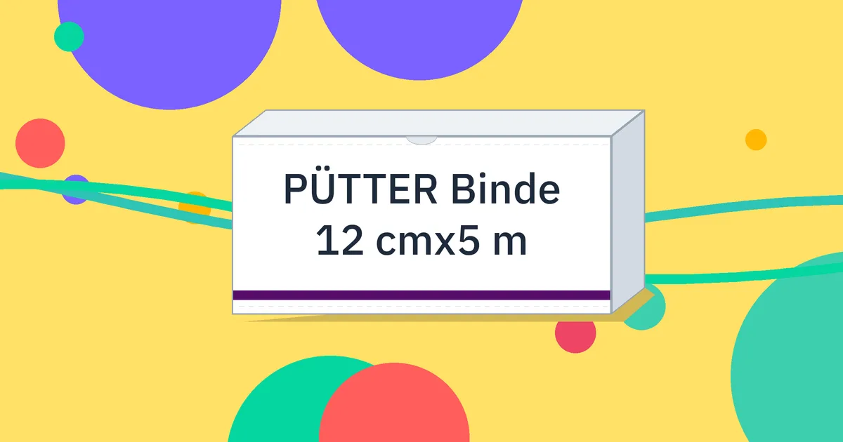 Symbolbild: Packung mit der Aufschrift PÜTTER Binde 12 cmx5 m (PZN 19346971) – Verfügbarkeit und Bezug in Apotheken in Frankfurt am Main