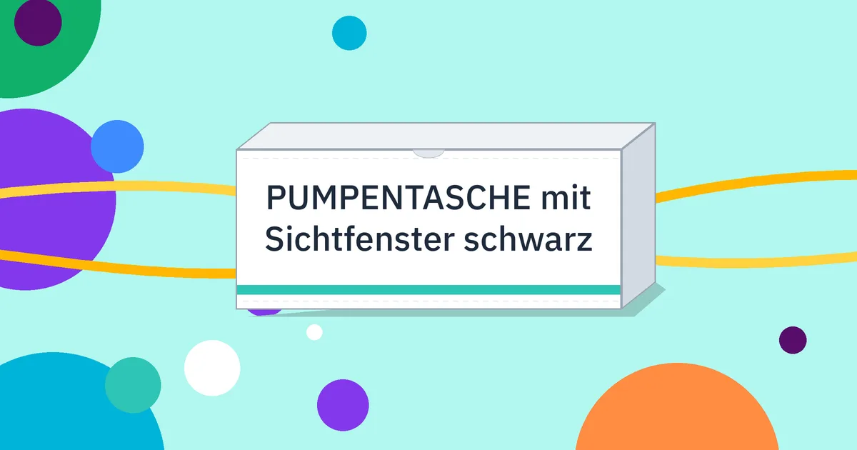 Symbolbild: Packung mit der Aufschrift PUMPENTASCHE mit Sichtfenster schwarz (PZN 17837713) – Verfügbarkeit und Bezug in Apotheken in Frankfurt am Main