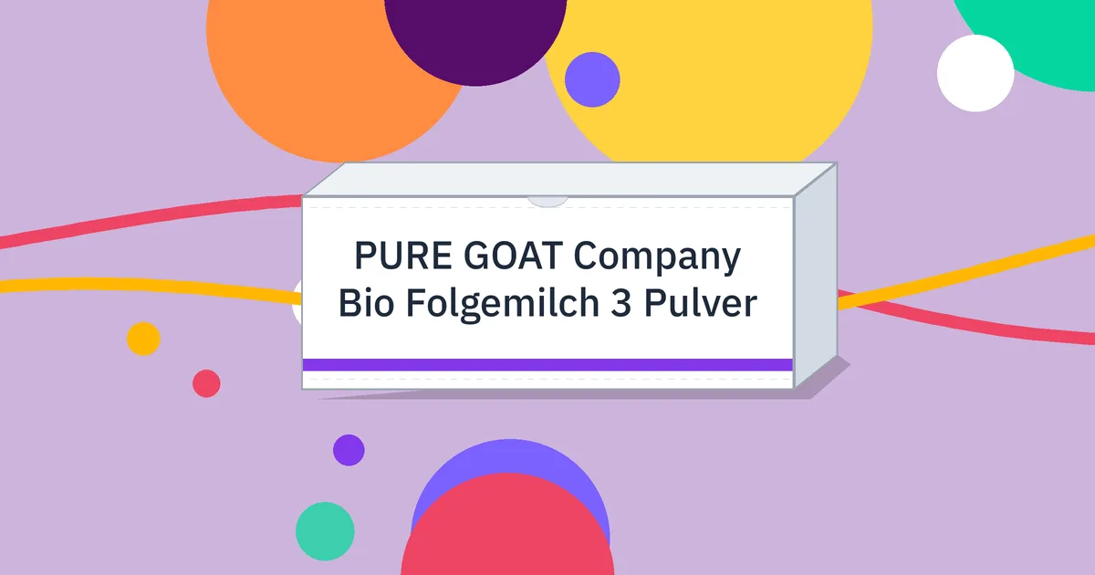 Symbolbild: Packung mit der Aufschrift PURE GOAT Company Bio Folgemilch 3 Pulver (PZN 18017455) – Verfügbarkeit und Bezug in Apotheken in Frankfurt am Main