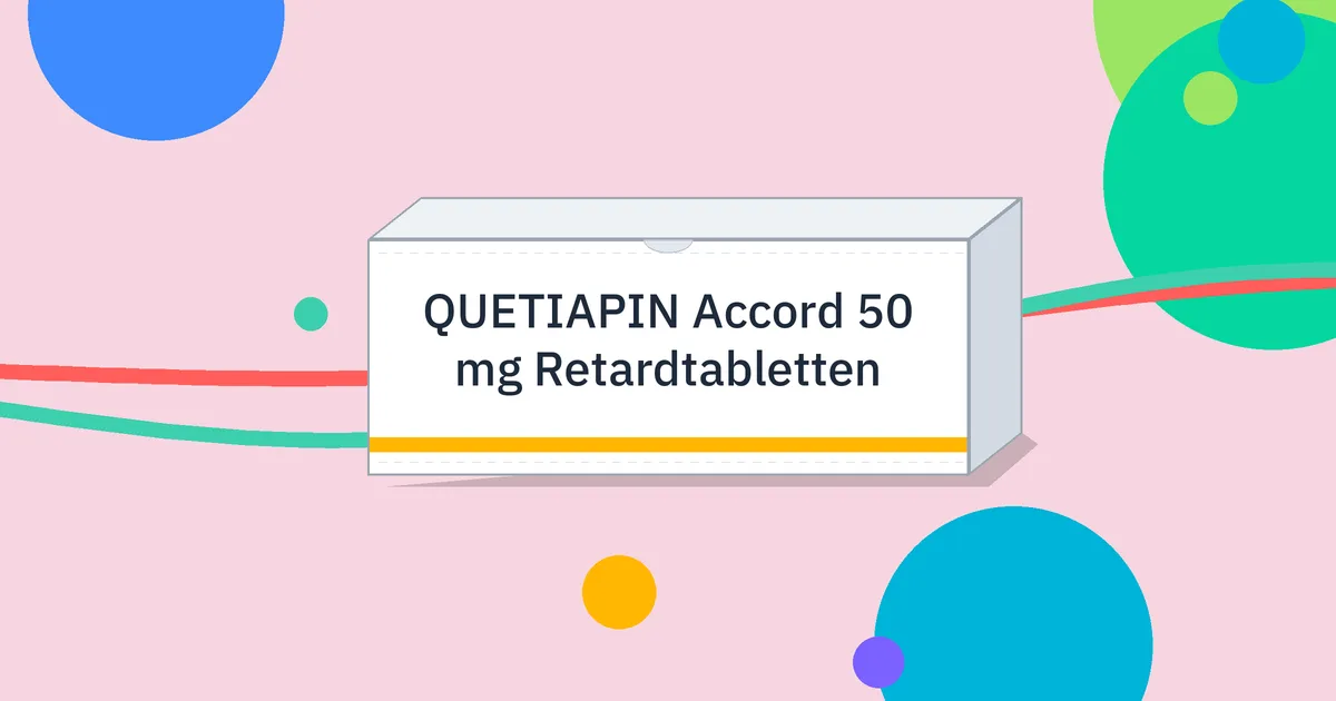 Symbolbild: Packung mit der Aufschrift QUETIAPIN Accord 50 mg Retardtabletten (PZN 15378997) – Verfügbarkeit und Bezug in Apotheken in Frankfurt am Main