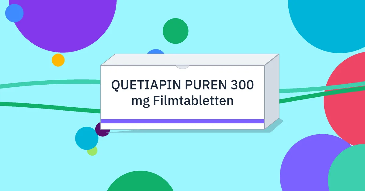 Symbolbild: Packung mit der Aufschrift QUETIAPIN PUREN 300 mg Filmtabletten (PZN 18428419) – Verfügbarkeit und Bezug in Apotheken in Frankfurt am Main