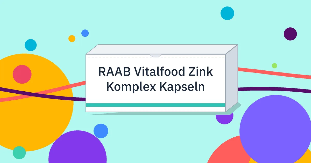 Symbolbild: Packung mit der Aufschrift RAAB Vitalfood Zink Komplex Kapseln (PZN 19305802) – Verfügbarkeit und Bezug in Apotheken in Frankfurt am Main