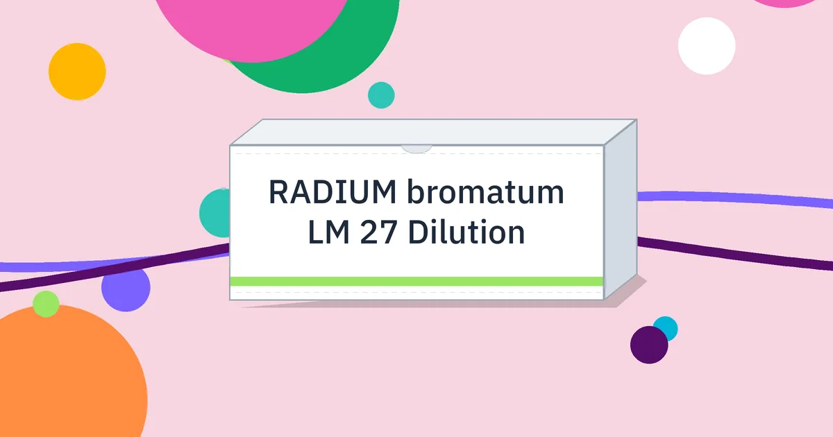 Symbolbild: Packung mit der Aufschrift RADIUM bromatum LM 27 Dilution (PZN 13046038) – Verfügbarkeit und Bezug in Apotheken in Frankfurt am Main