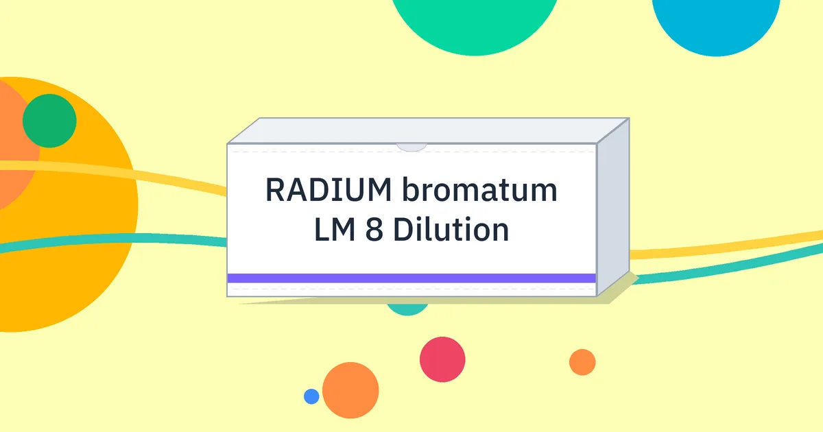 Symbolbild: Packung mit der Aufschrift RADIUM bromatum LM 8 Dilution (PZN 13045866) – Verfügbarkeit und Bezug in Apotheken in Frankfurt am Main