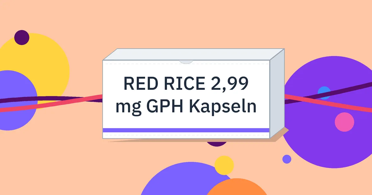 Symbolbild: Packung mit der Aufschrift RED RICE 2,99 mg GPH Kapseln (PZN 18206392) – Verfügbarkeit und Bezug in Apotheken in Frankfurt am Main