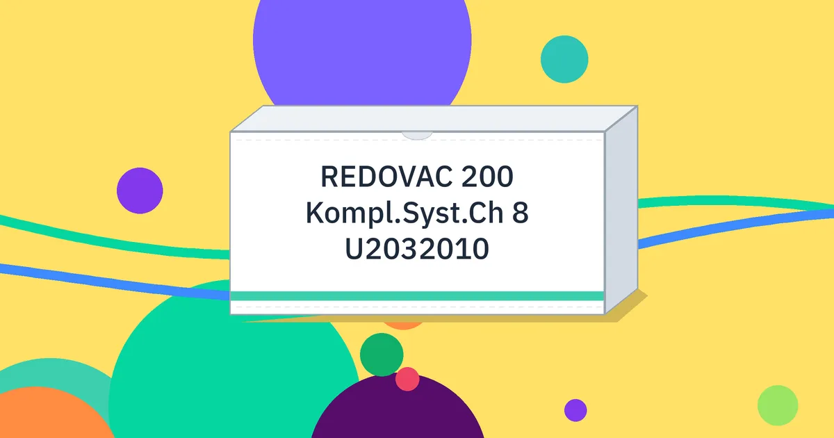 Symbolbild: Packung mit der Aufschrift REDOVAC 200 Kompl.Syst.Ch 8 U2032010 (PZN 08827058) – Verfügbarkeit und Bezug in Apotheken in Frankfurt am Main