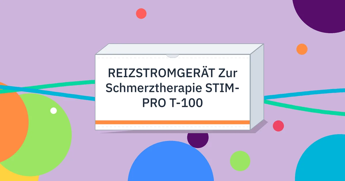 Symbolbild: Packung mit der Aufschrift REIZSTROMGERÄT Zur Schmerztherapie STIM-PRO T-100 (PZN 15813660) – Verfügbarkeit und Bezug in Apotheken in Frankfurt am Main