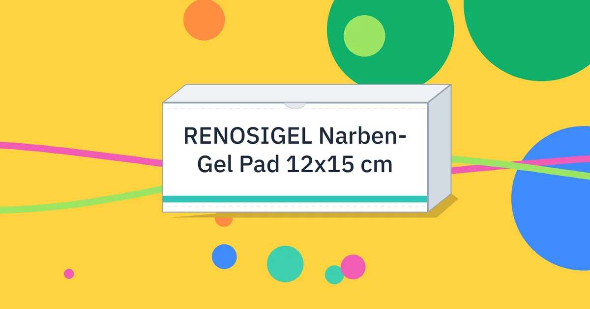 Symbolbild: Packung mit der Aufschrift RENOSIGEL Narben-Gel Pad 12x15 cm (PZN 16783168) – Verfügbarkeit und Bezug in Apotheken in Frankfurt am Main
