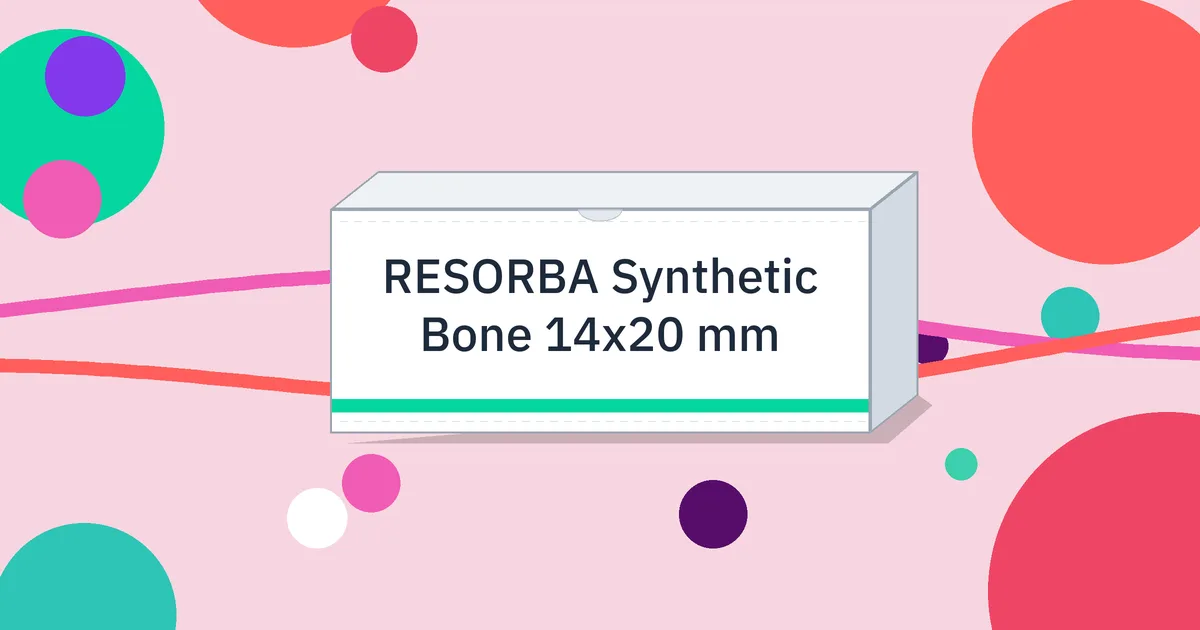 Symbolbild: Packung mit der Aufschrift RESORBA Synthetic Bone 14x20 mm (PZN 16857263) – Verfügbarkeit und Bezug in Apotheken in Frankfurt am Main