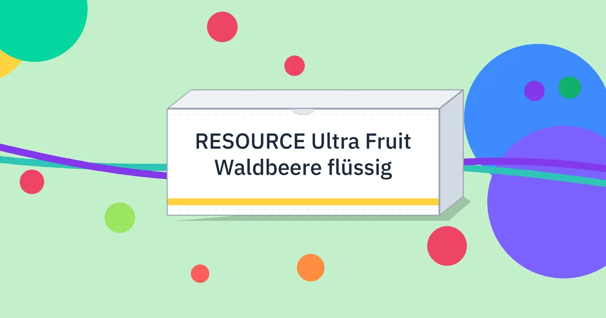 Symbolbild: Packung mit der Aufschrift RESOURCE Ultra Fruit Waldbeere flüssig (PZN 17849751) – Verfügbarkeit und Bezug in Apotheken in Frankfurt am Main
