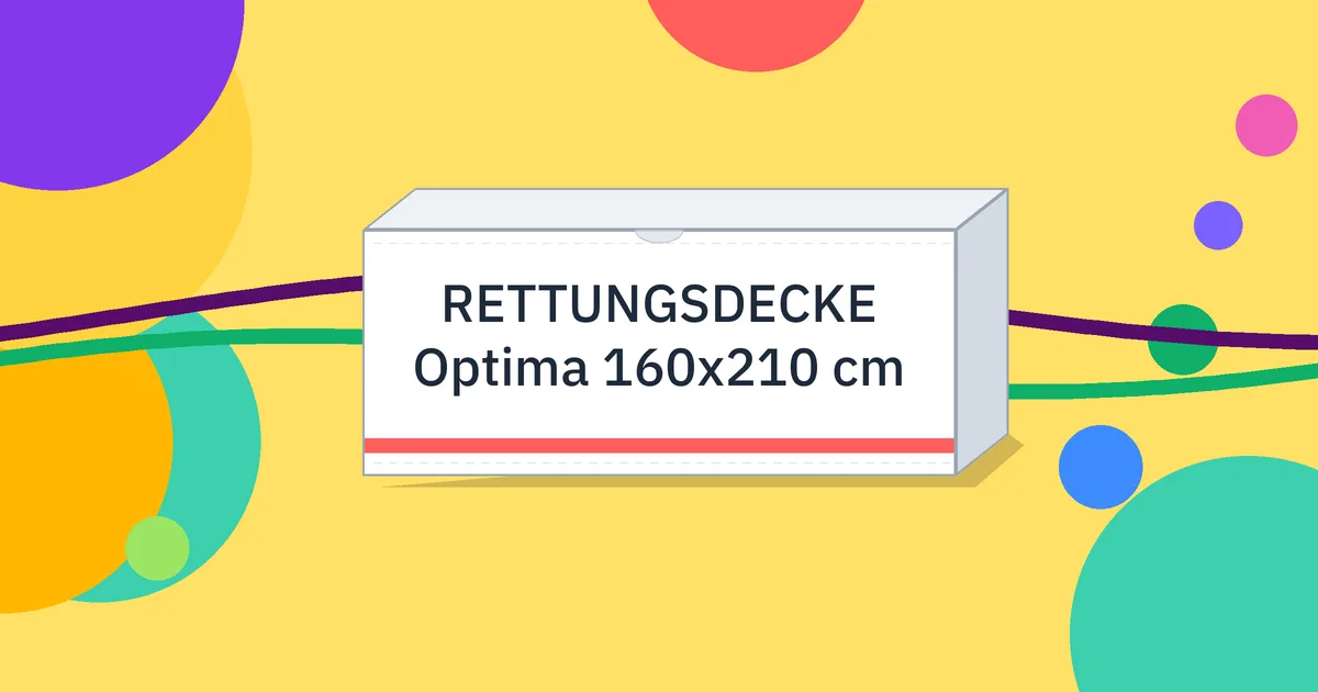 Symbolbild: Packung mit der Aufschrift RETTUNGSDECKE Optima 160x210 cm (PZN 00077899) – Verfügbarkeit und Bezug in Apotheken in Frankfurt am Main