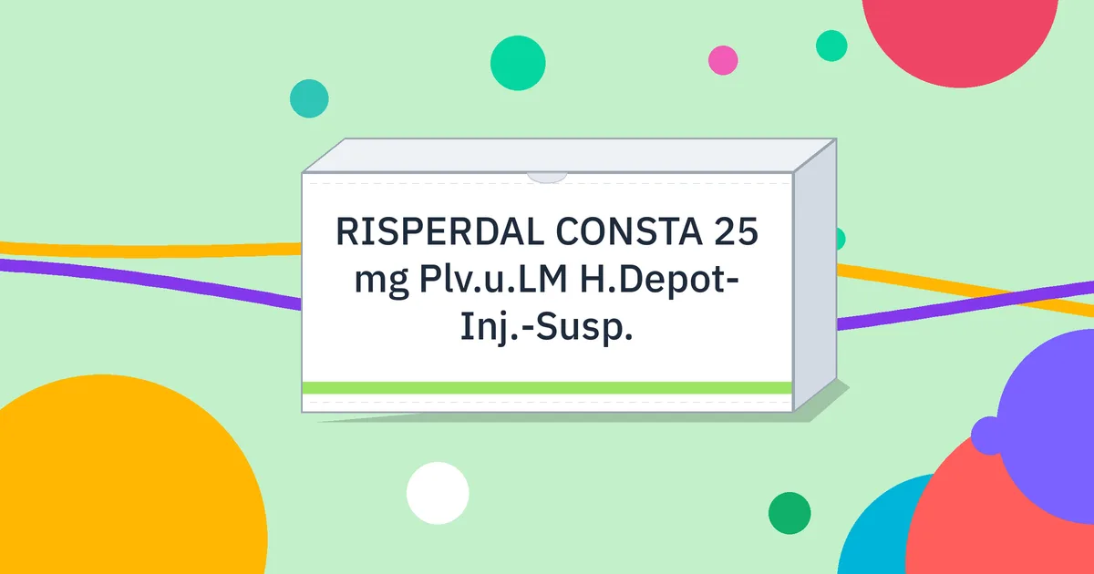 Symbolbild: Packung mit der Aufschrift RISPERDAL CONSTA 25 mg Plv.u.LM H.Depot-Inj.-Susp. (PZN 10127167) – Verfügbarkeit und Bezug in Apotheken in Frankfurt am Main