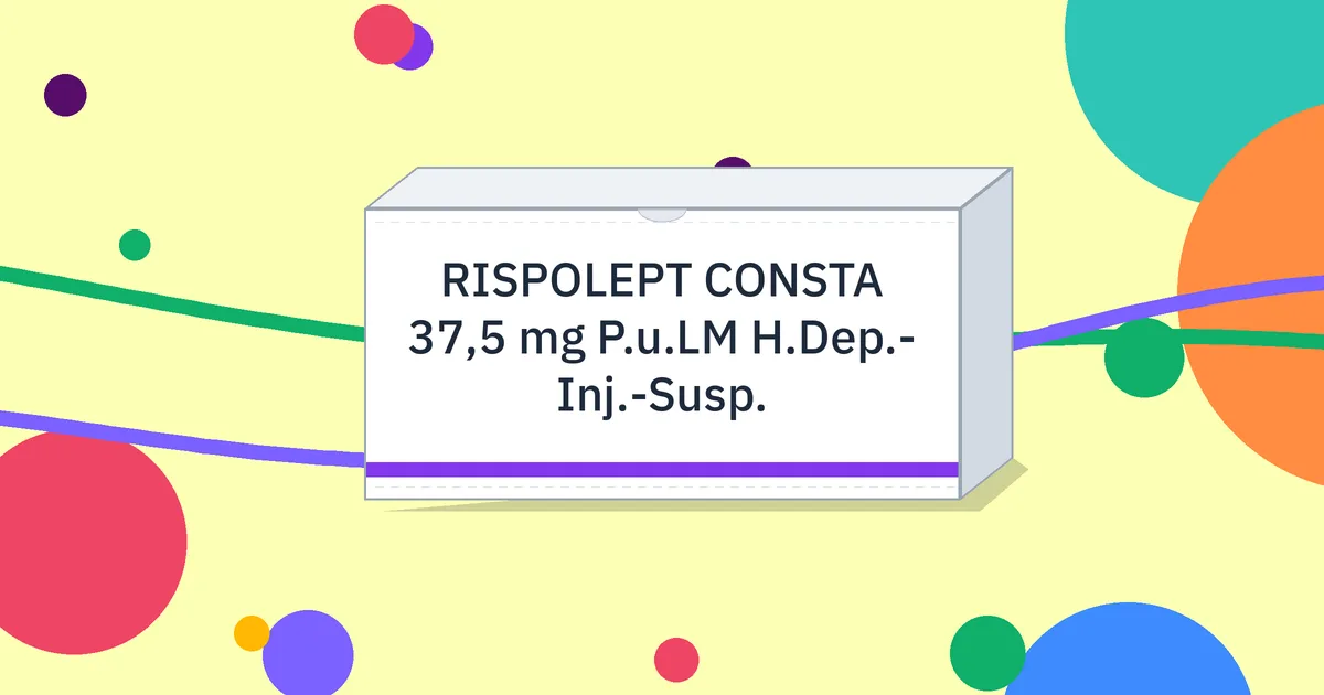 Symbolbild: Packung mit der Aufschrift RISPOLEPT CONSTA 37,5 mg P.u.LM H.Dep.-Inj.-Susp. (PZN 09071680) – Verfügbarkeit und Bezug in Apotheken in Frankfurt am Main