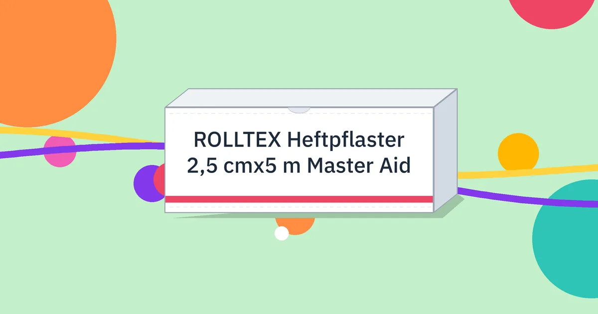 Symbolbild: Packung mit der Aufschrift ROLLTEX Heftpflaster 2,5 cmx5 m Master Aid (PZN 20128914) – Verfügbarkeit und Bezug in Apotheken in Frankfurt am Main