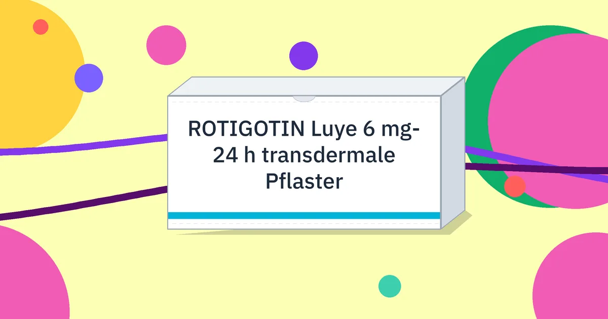 Symbolbild: Packung mit der Aufschrift ROTIGOTIN Luye 6 mg-24 h transdermale Pflaster (PZN 19379404) – Verfügbarkeit und Bezug in Apotheken in Frankfurt am Main