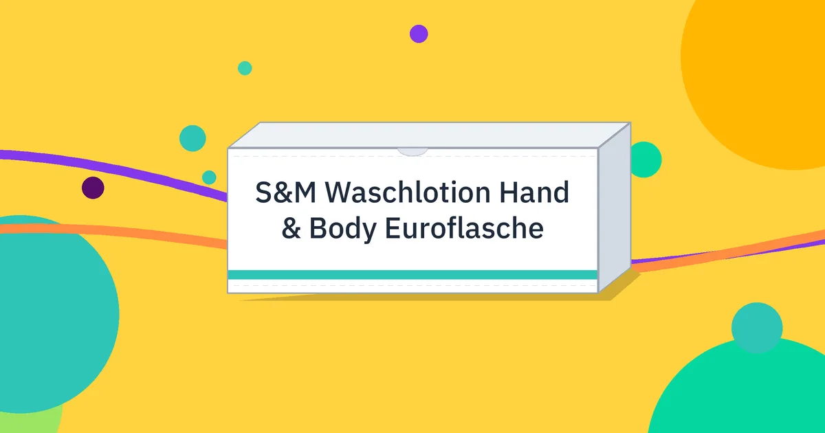 Symbolbild: Packung mit der Aufschrift S&M Waschlotion Hand & Body Euroflasche (PZN 19995391) – Verfügbarkeit und Bezug in Apotheken in Frankfurt am Main