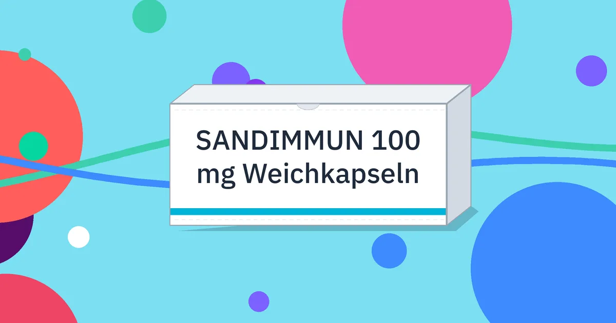 Symbolbild: Packung mit der Aufschrift SANDIMMUN 100 mg Weichkapseln (PZN 03633154) – Verfügbarkeit und Bezug in Apotheken in Frankfurt am Main