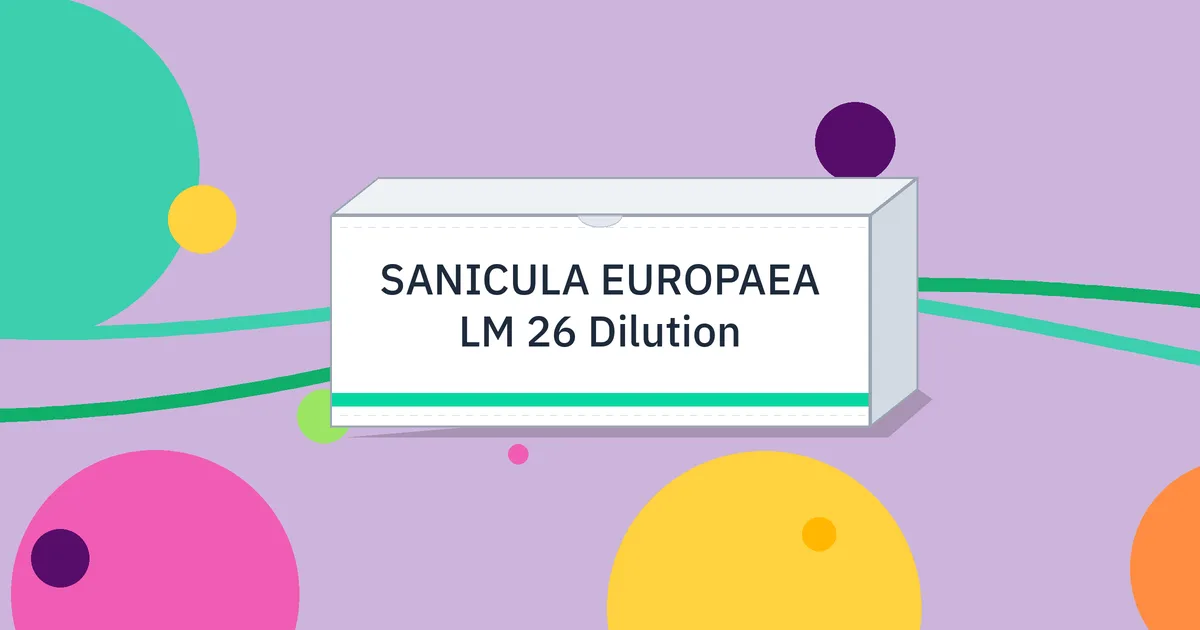 Symbolbild: Packung mit der Aufschrift SANICULA EUROPAEA LM 26 Dilution (PZN 13182362) – Verfügbarkeit und Bezug in Apotheken in Frankfurt am Main