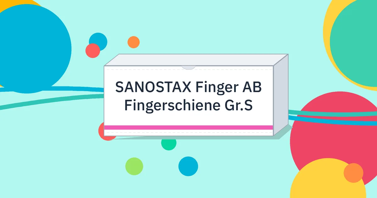 Symbolbild: Packung mit der Aufschrift SANOSTAX Finger AB Fingerschiene Gr.S (PZN 10197021) – Verfügbarkeit und Bezug in Apotheken in Frankfurt am Main