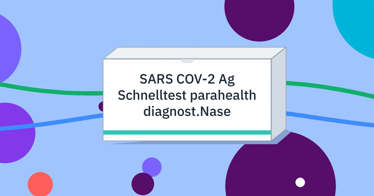 Symbolbild: Packung mit der Aufschrift SARS COV-2 Ag Schnelltest parahealth diagnost.Nase (PZN 19230895) – Verfügbarkeit und Bezug in Apotheken in Frankfurt am Main
