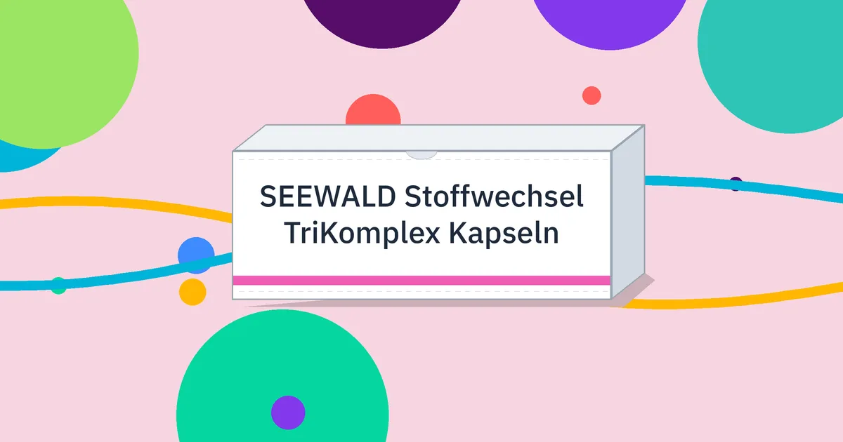 Symbolbild: Packung mit der Aufschrift SEEWALD Stoffwechsel TriKomplex Kapseln (PZN 19546078) – Verfügbarkeit und Bezug in Apotheken in Frankfurt am Main