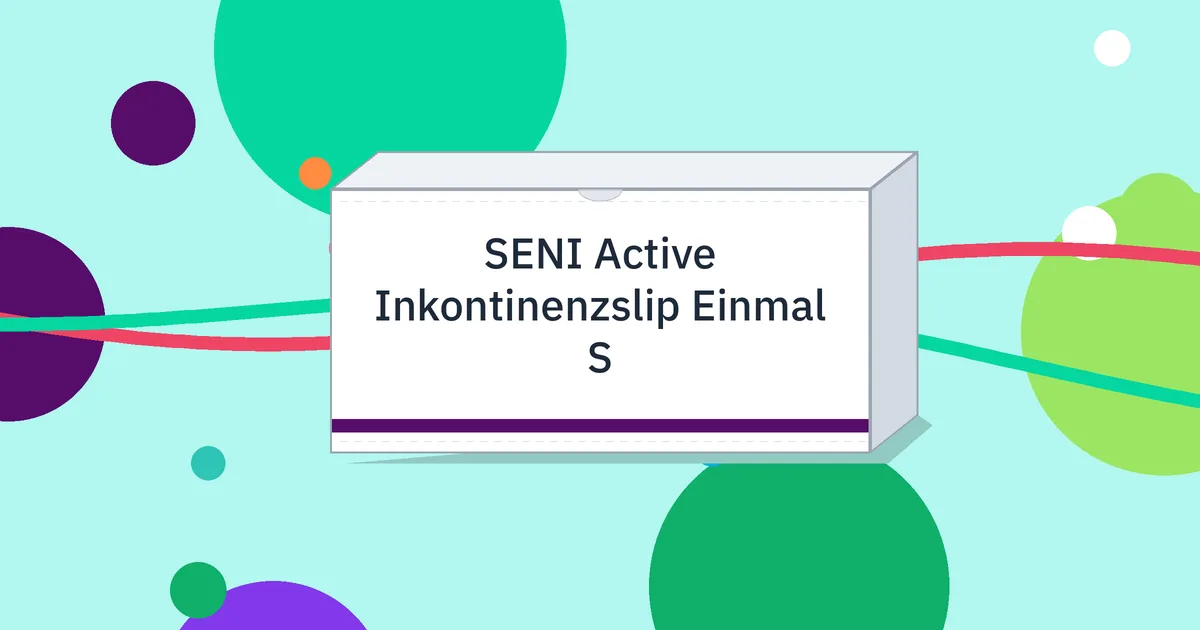 Symbolbild: Packung mit der Aufschrift SENI Active Inkontinenzslip Einmal S (PZN 03132357) – Verfügbarkeit und Bezug in Apotheken in Frankfurt am Main