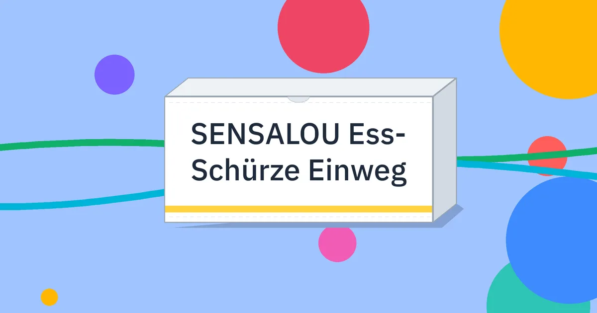 Symbolbild: Packung mit der Aufschrift SENSALOU Ess-Schürze Einweg (PZN 16872239) – Verfügbarkeit und Bezug in Apotheken in Frankfurt am Main