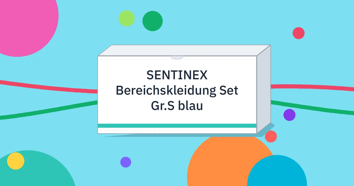 Symbolbild: Packung mit der Aufschrift SENTINEX Bereichskleidung Set Gr.S blau (PZN 09286400) – Verfügbarkeit und Bezug in Apotheken in Frankfurt am Main
