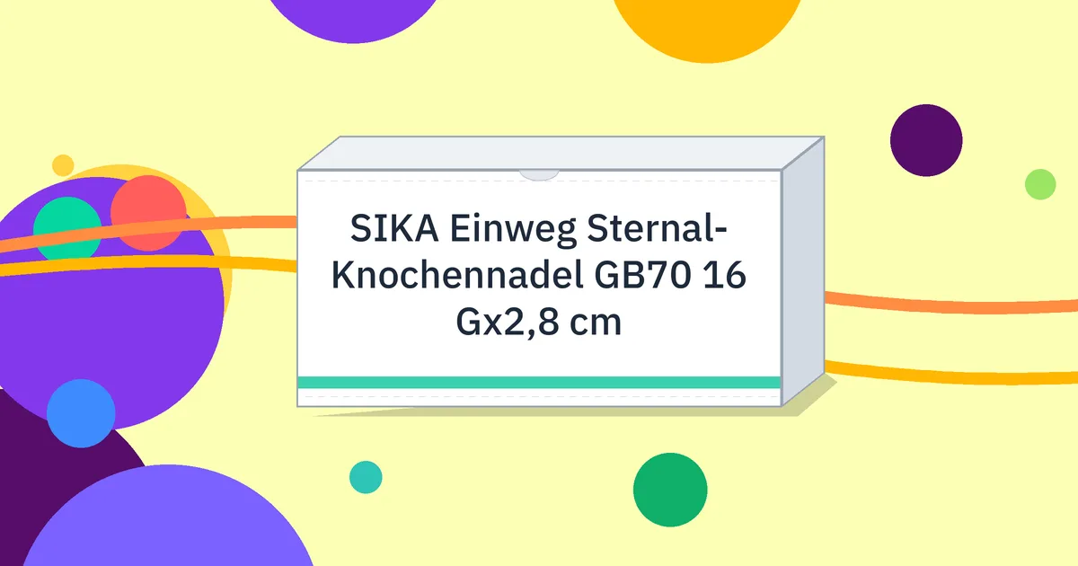 Symbolbild: Packung mit der Aufschrift SIKA Einweg Sternal-Knochennadel GB70 16 Gx2,8 cm (PZN 20595231) – Verfügbarkeit und Bezug in Apotheken in Frankfurt am Main